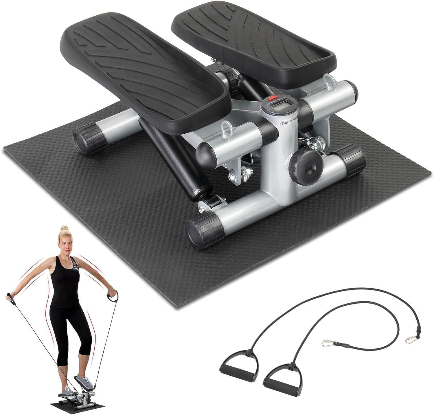 QueelQuest Adjustable Stair Stepper with Resistance Band Full Body ...