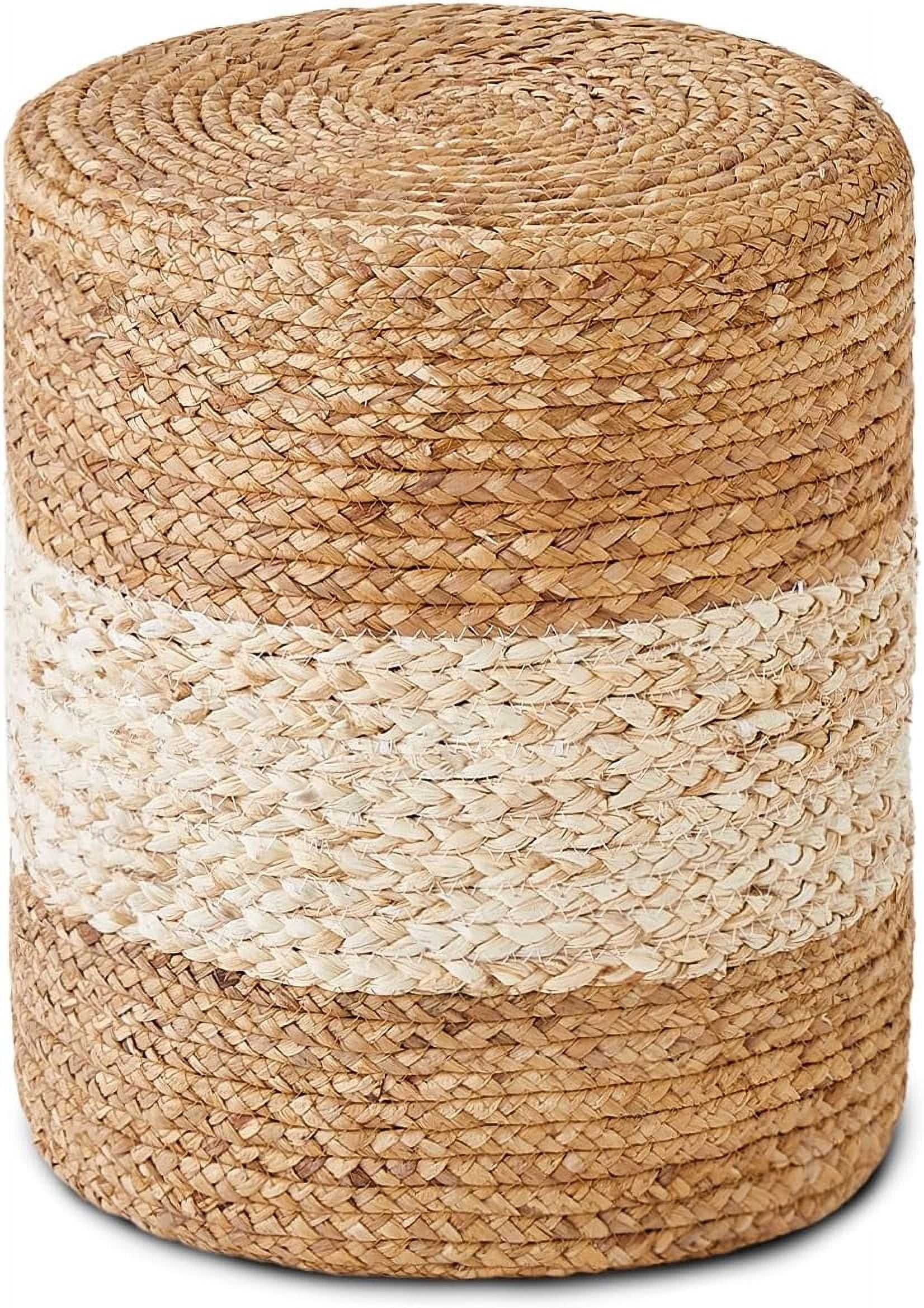 QueelQuest Foot Stool Ottoman Round Natural Seagrass Footrest Stool ...