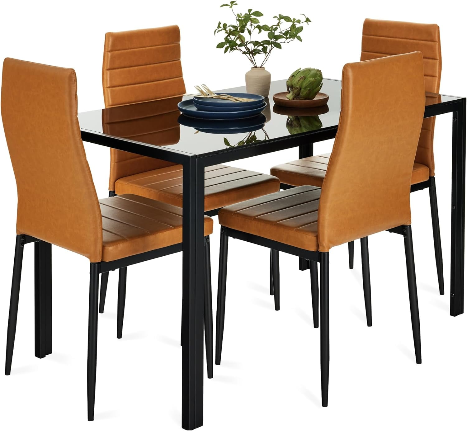 QueelQuest Glass Dining Set, Modern Kitchen Table Furniture for Dining ...