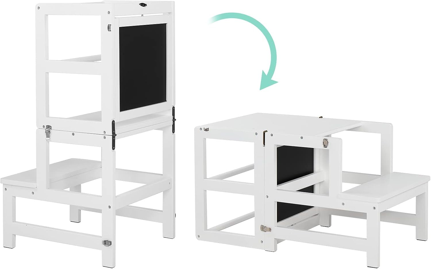 QueelQuest Kitchen Standing Tower with Safety Rail, Chalkboard ...