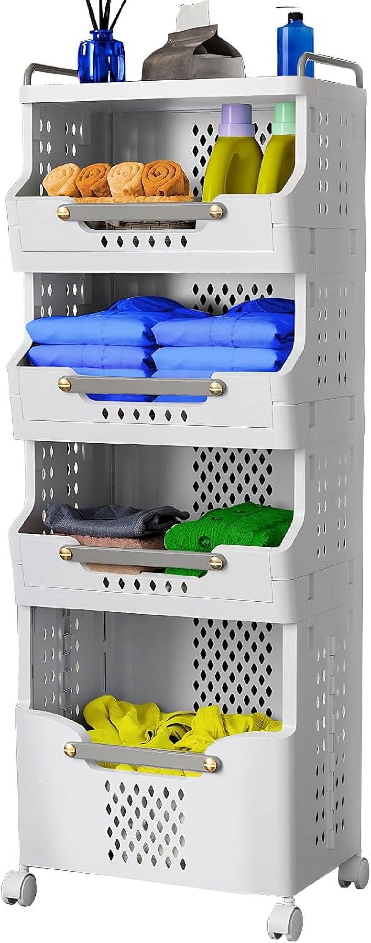 QueelQuest Laundry Basket with Wheels,Rolling Folding Laundry Hamper ...
