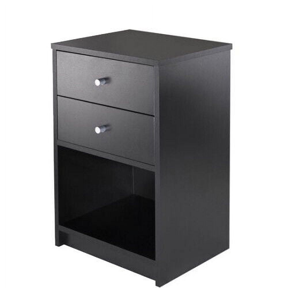 QueelQuest Mid Century Nightstands with Open Storage Shelf, Wood ...