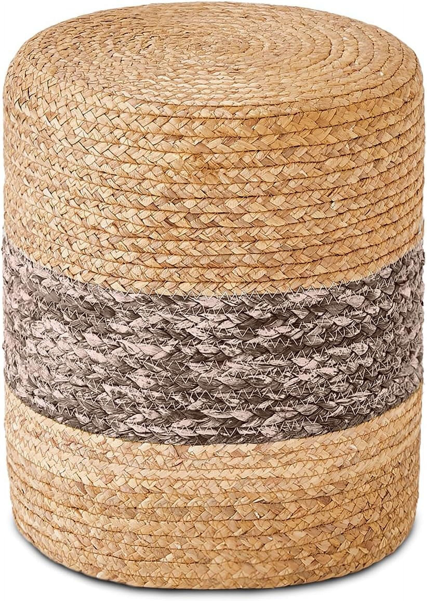 QueelQuest Ottoman Foot Rest Stool Round Natural Seagrass Foot Stool ...