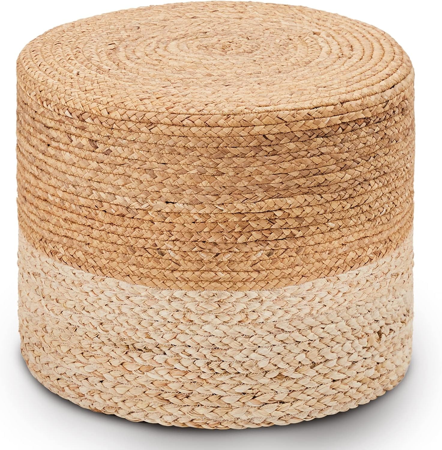 QueelQuest Ottoman Pouf, Natural Braided Jute Poof, 18'' Outdoor ...