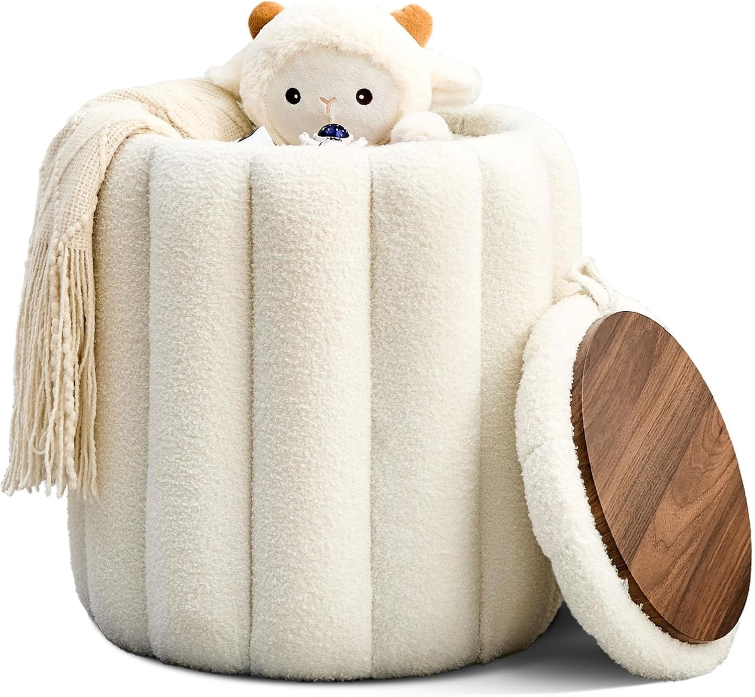 QueelQuest Ottoman with Storage Round Vanity Stool Ottomans Foot Rest ...