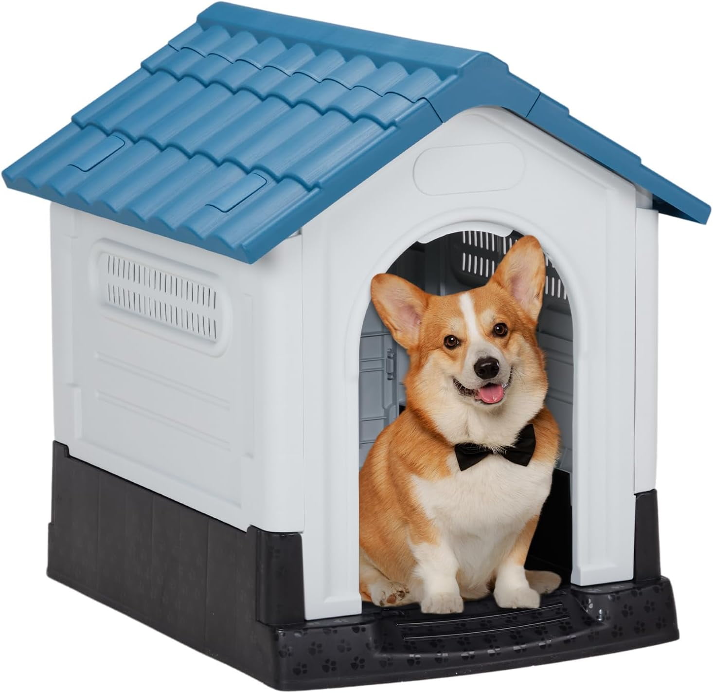QueelQuest Outdoor Dog House, Plastic Dog Shelter for Small to Medium ...