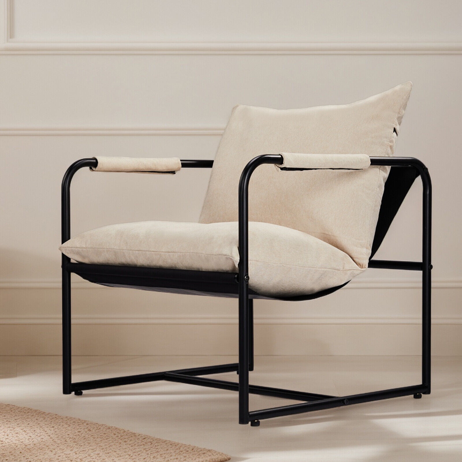 QueelQuest Outdoor Patio Lounge Chair with Cushion, Metal Frame Sling ...