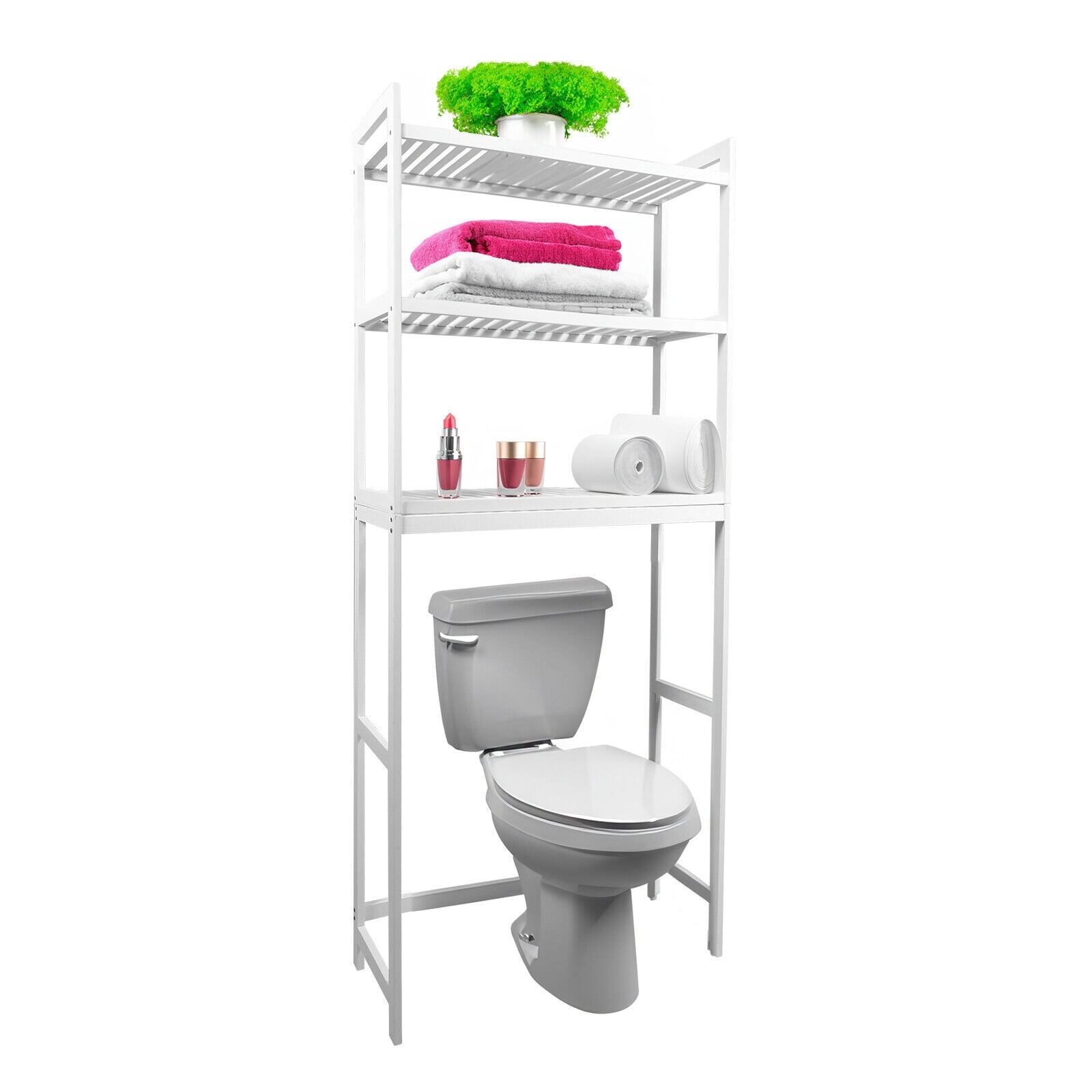 QueelQuest QueelQuest Over The Toilet Storage, Bamboo 3-Tier Over-The ...