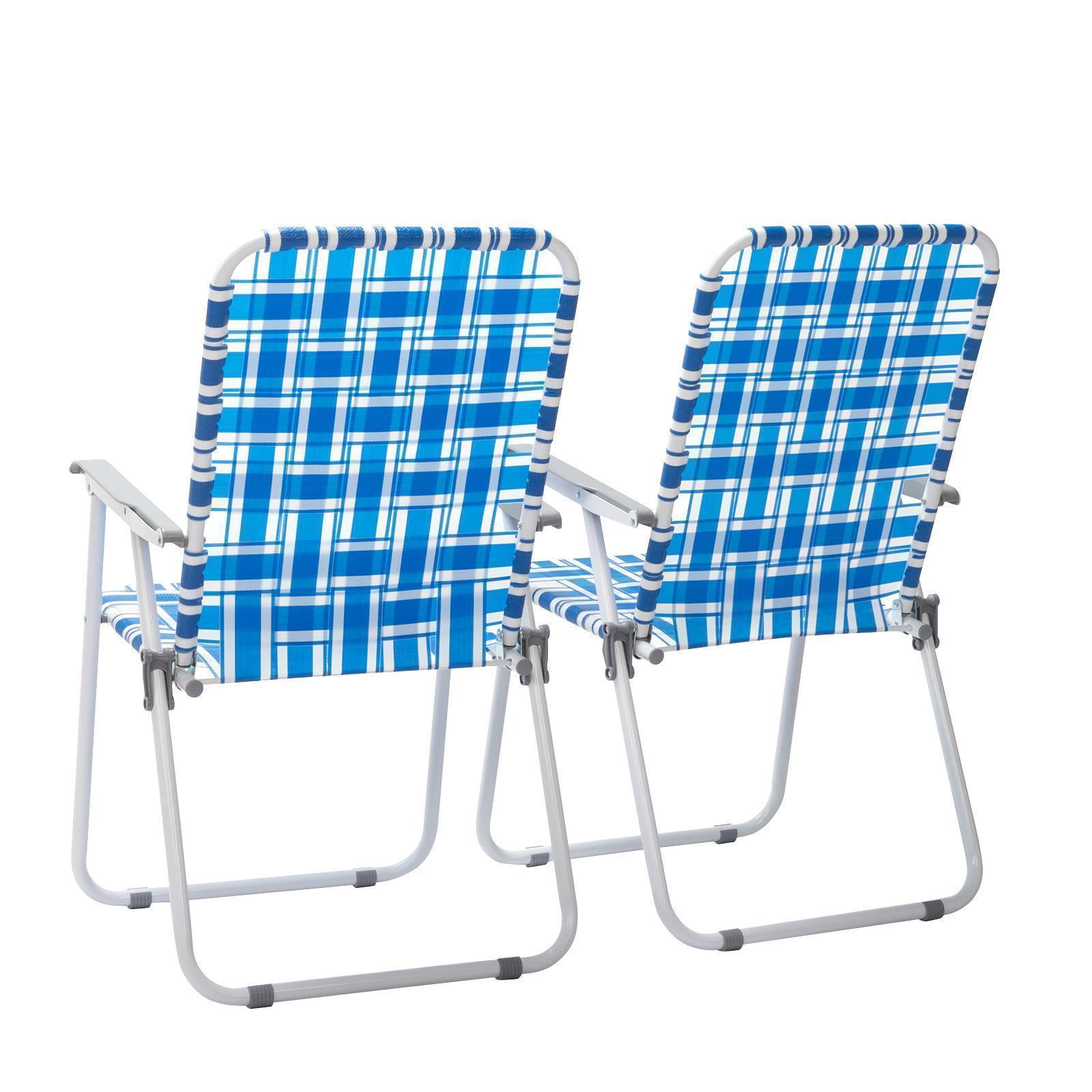 QueelQuest Patio Lawn Webbed Folding Chairs Set of 2, Outdoor Beach ...
