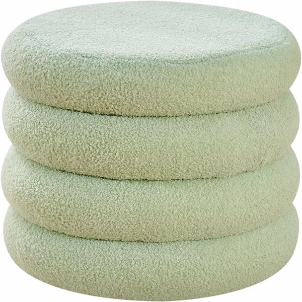 QueelQuest Round Storage Ottoman, Modern Sherpa Footstool, Teddy Vanity ...