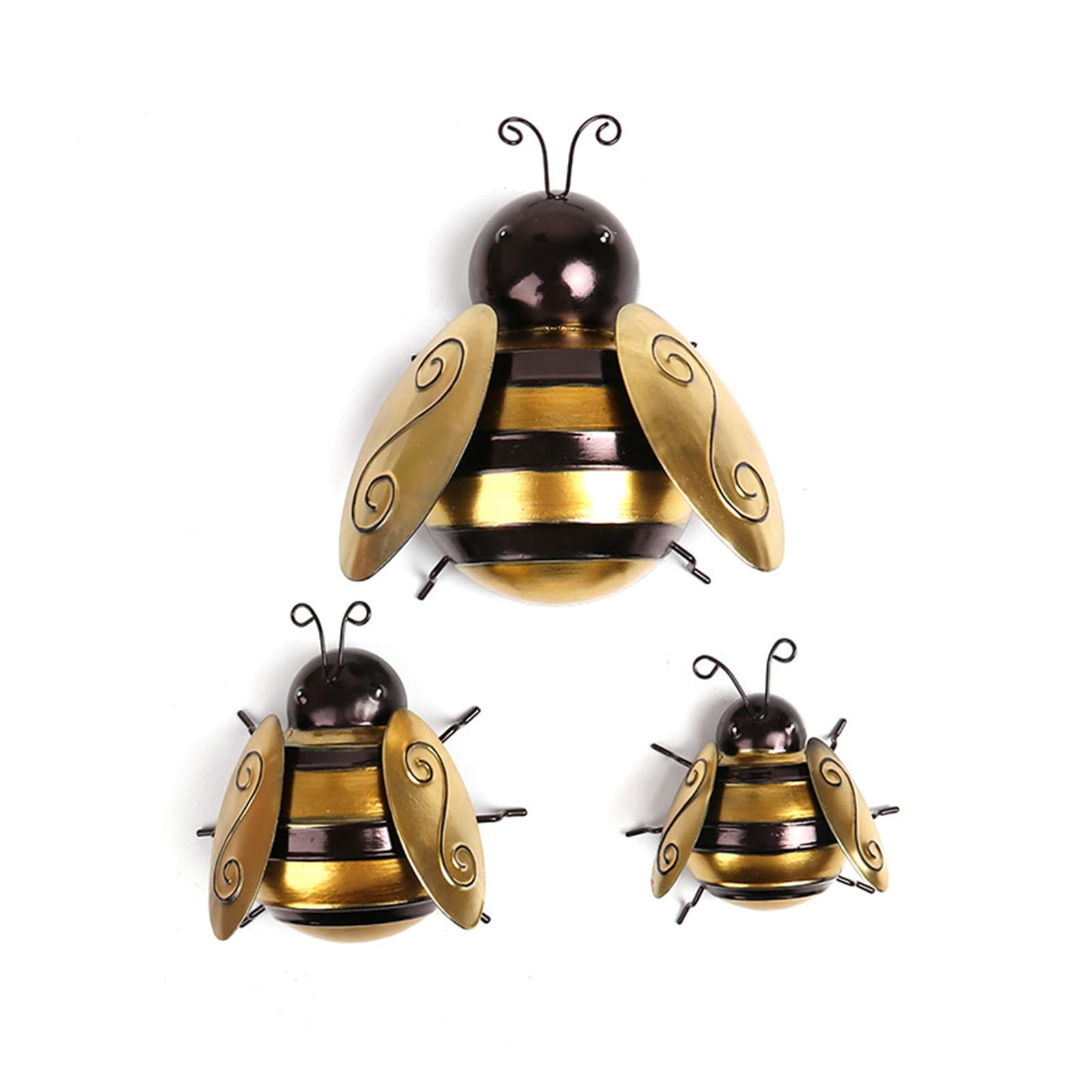 Queemie® Cute Set of 3 Metal Garden Bees Wall Art Decorations, Colorful ...