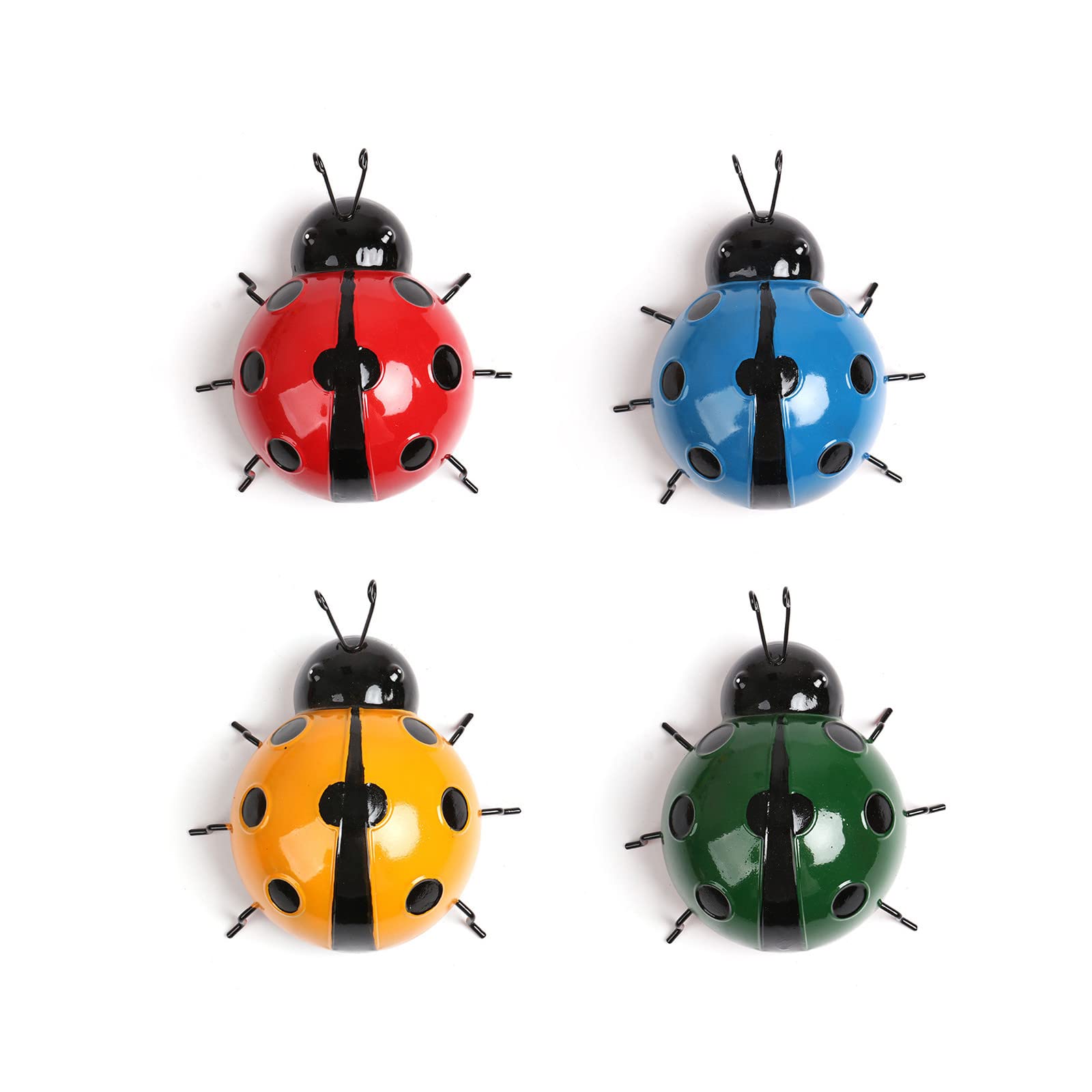 Queemie® Cute Set of 4 Metal Garden Ladybug Wall Art Decorations ...