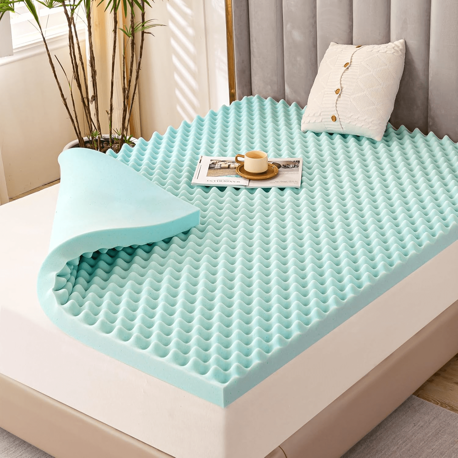 Queen 2 Inch Egg Crate Mattress Memory Foam Mattress, Gel-Infused Cool ...