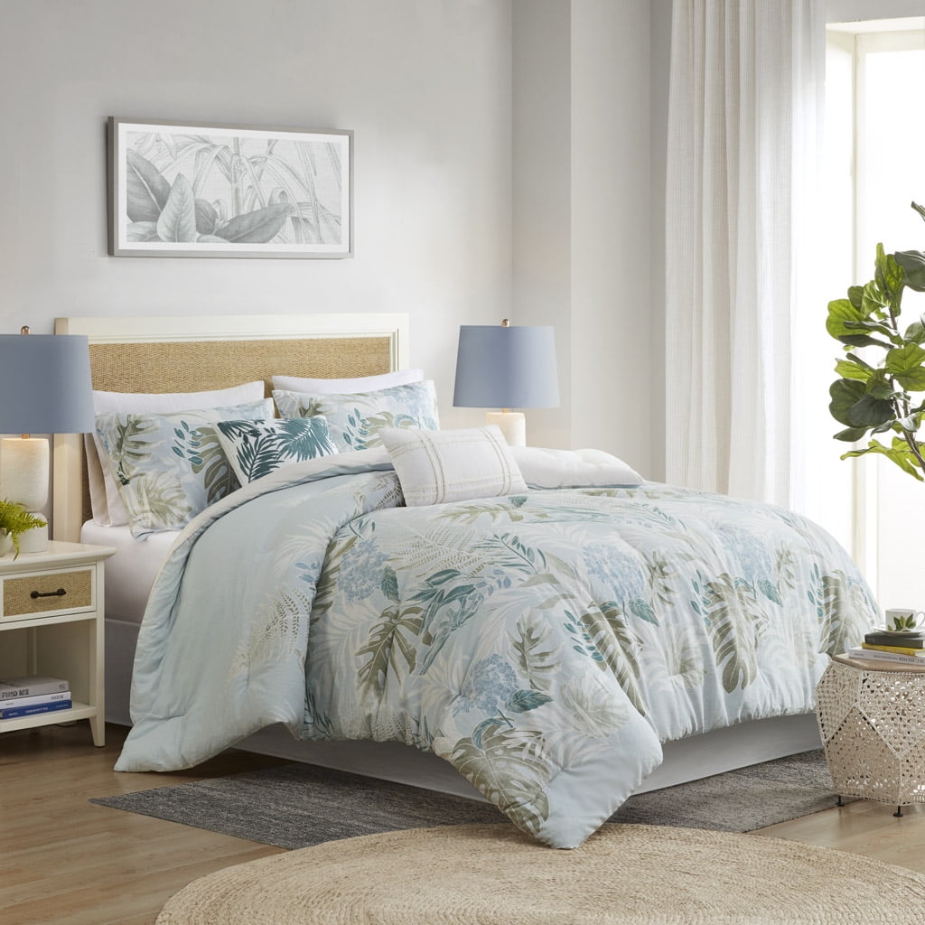 Queen 6 Piece Oversized Cotton Comforter Set with Throw Pillow ...