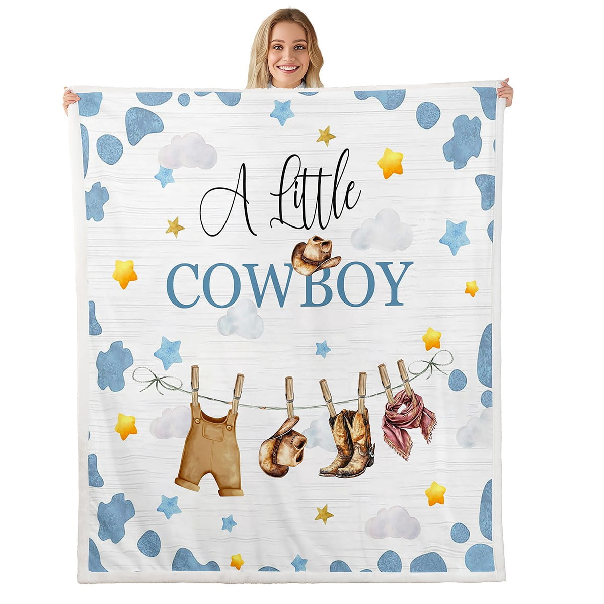 Queen 90x90 inch Cowboy Throw Blanket,Western Cow Print Fleece Blanket ...