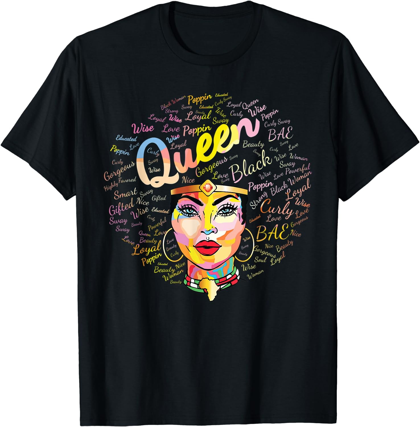 Queen African American Educated Queen Strong Black Woman T-Shirt ...