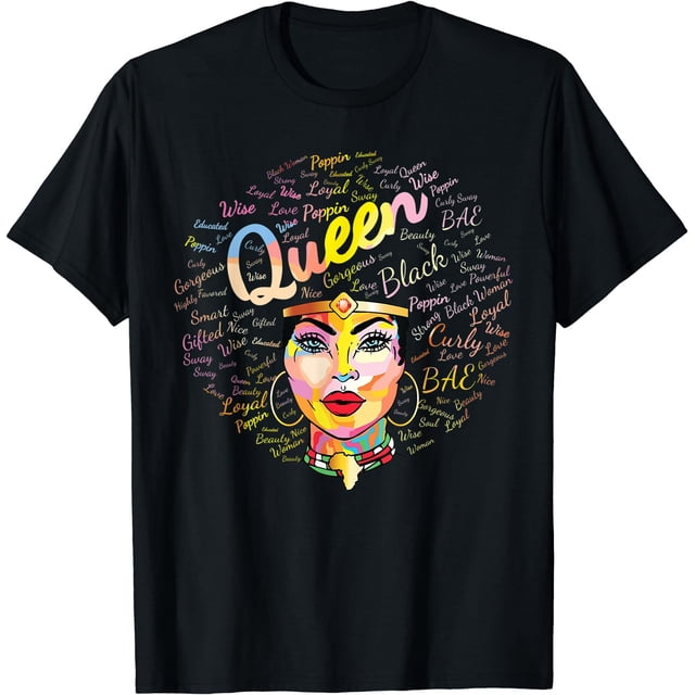 Queen African American Educated Queen Strong Black Woman T-Shirt ...