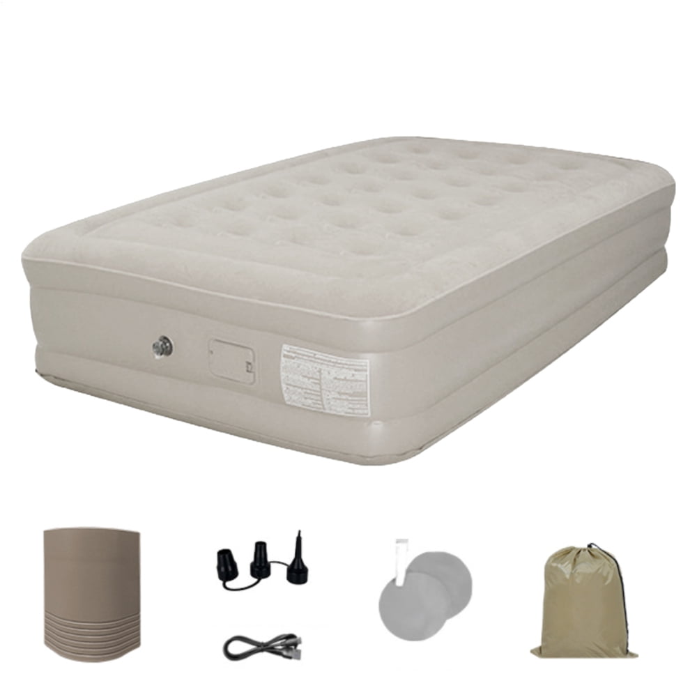 Queen Air Mattress, 15-Inch Elevated Inflatable Bed with Built-in Pump ...