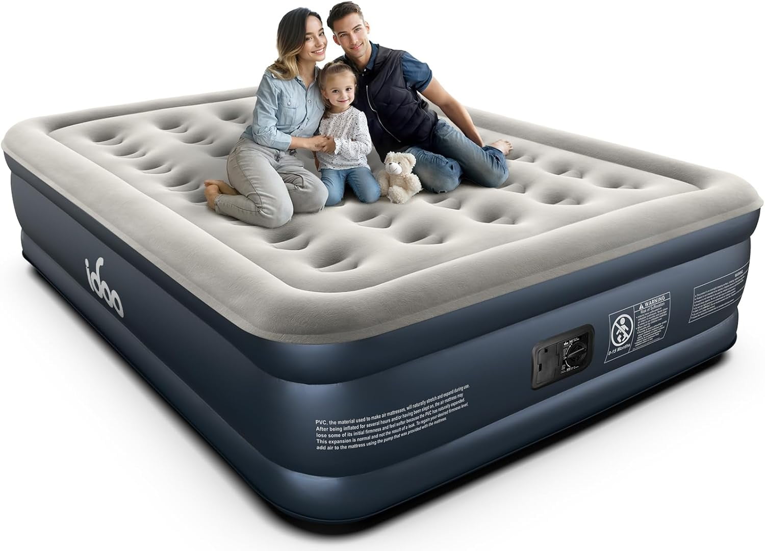 Queen Air Mattress with Built in Pump, 18 Raised Comfort Blow up ...