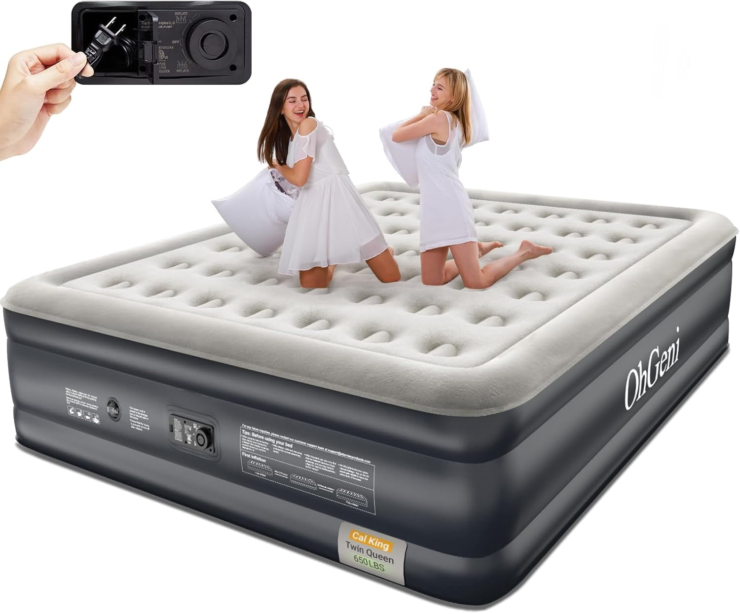 Queen Air Mattress with Built in Pump, 18 Raised Comfort Inflatable ...