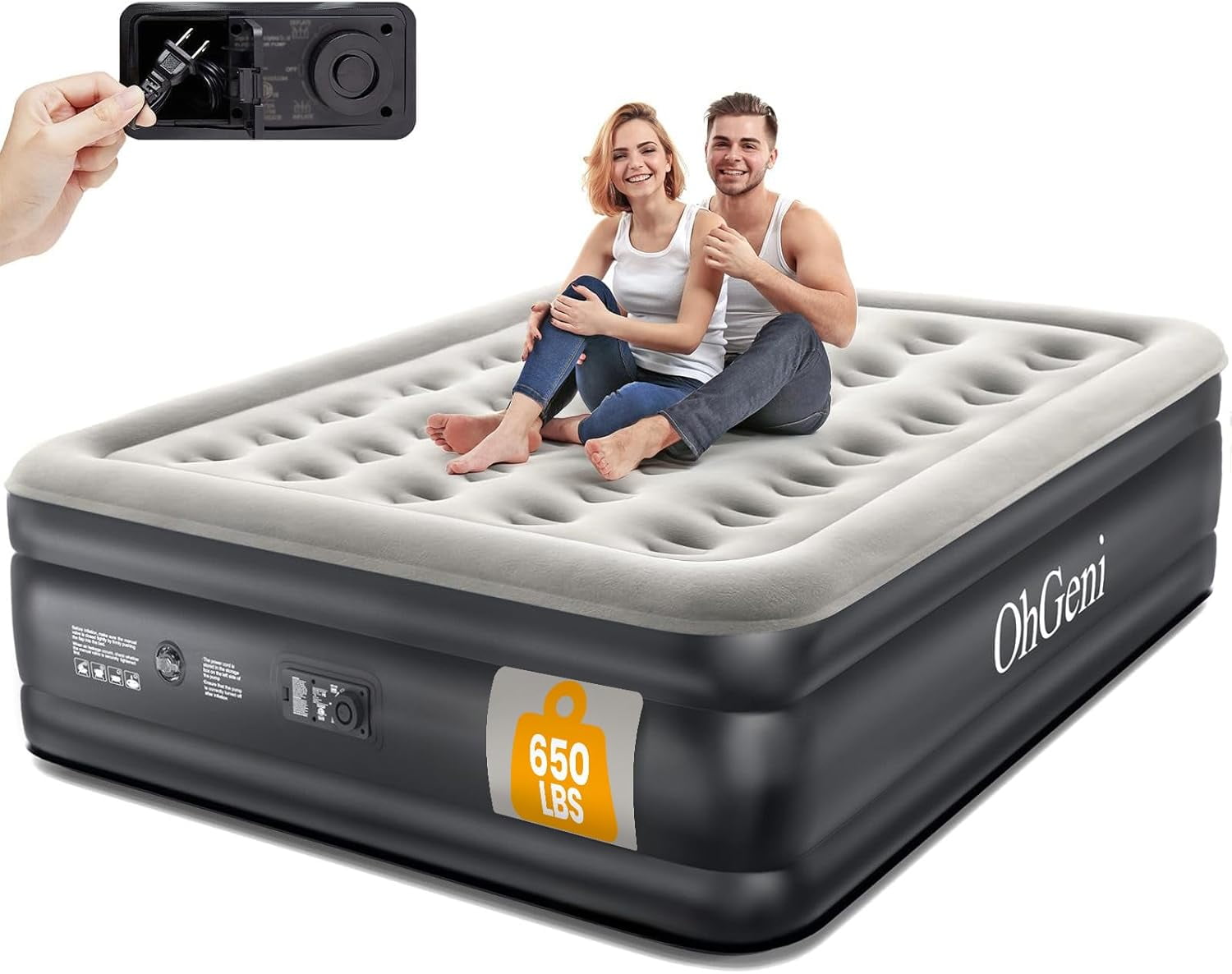 Queen Air Mattress with Built in Pump, Inflatable Blow Up Mattress 18 ...