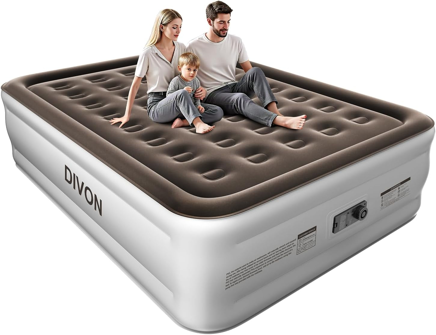 Queen Air Mattress with Built in Pump Raised, 2 Min Self Inflatable ...