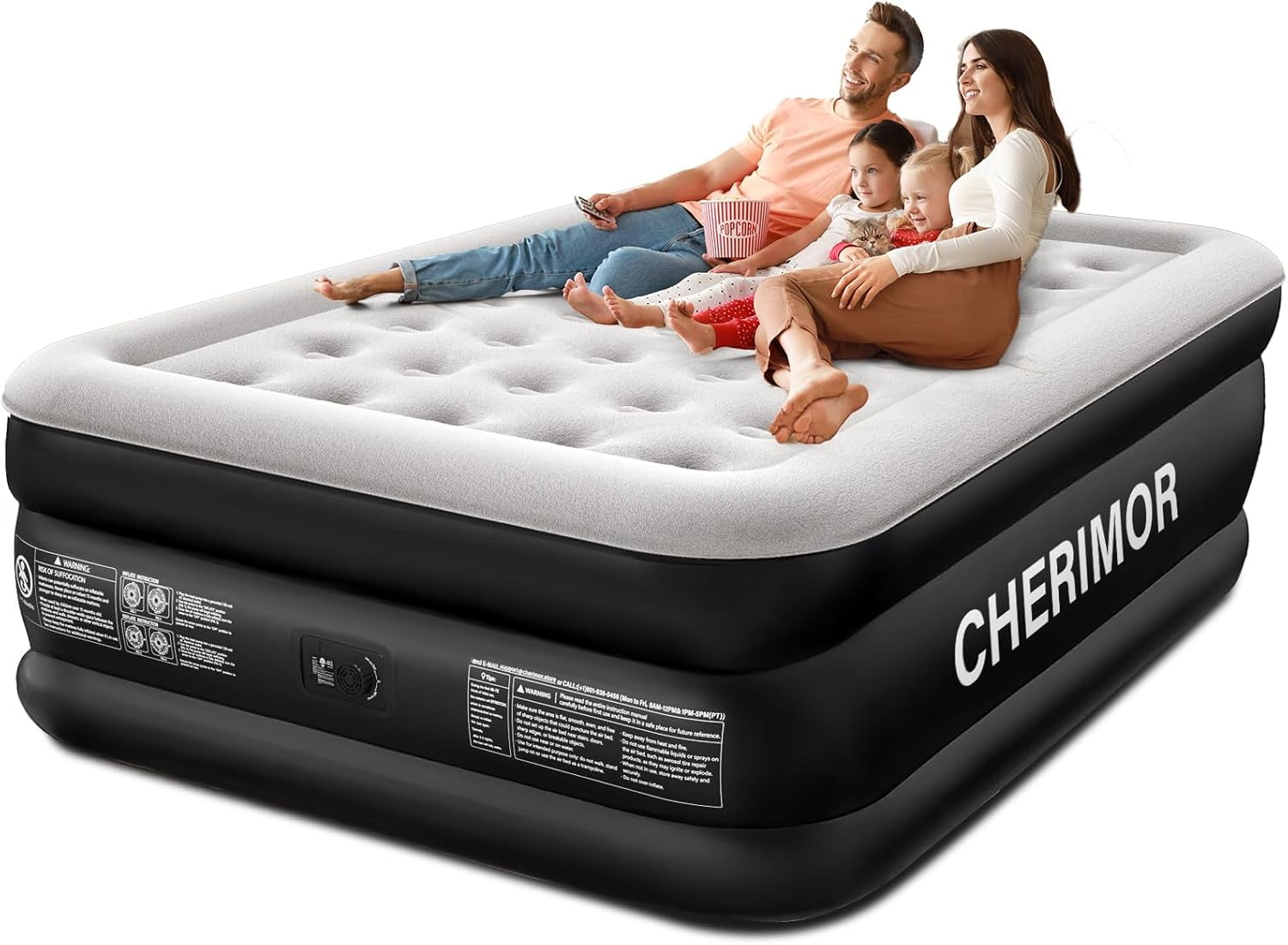 Queen Air Mattress with Built-in Pump, 18" Raised Comfort, 48Hr Leak ...