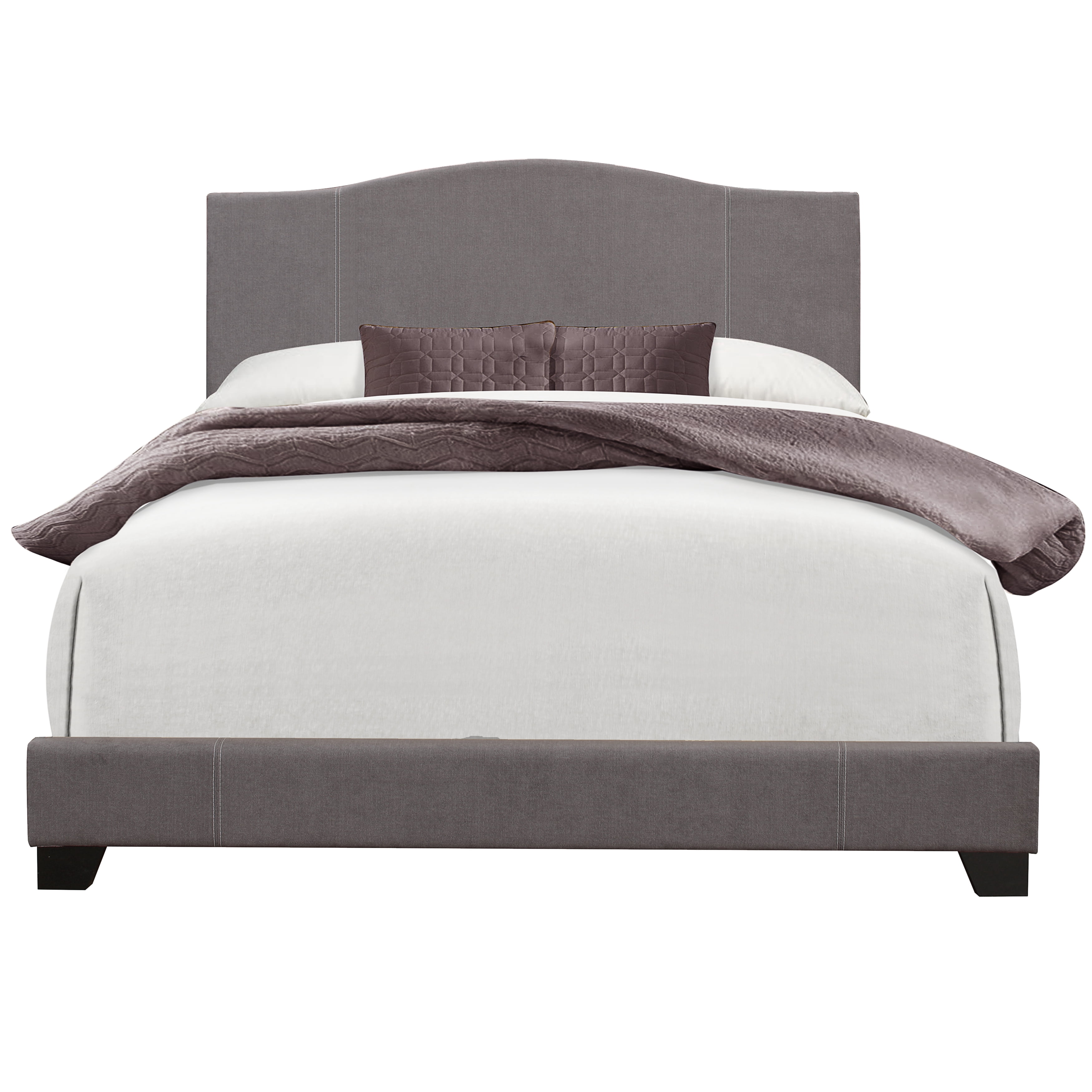 Queen All-In-One Modified Camel Back Upholstered Bed in Denim Cement ...