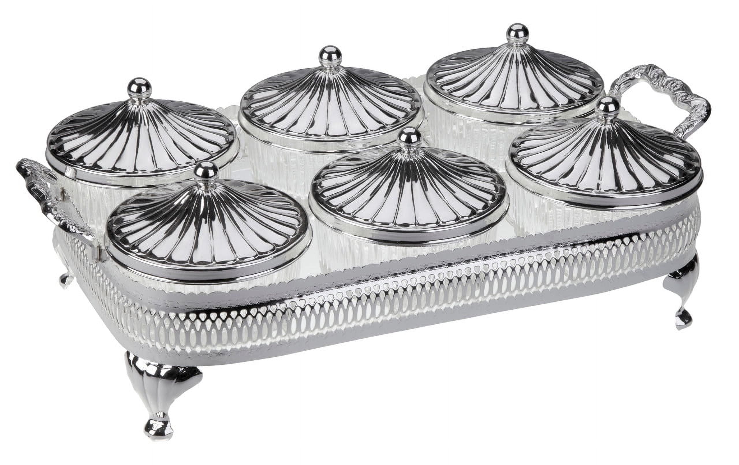 Queen Anne 6 Pce Round Party Set.5"h x 8"w x 14 3/4"l English Silver ...