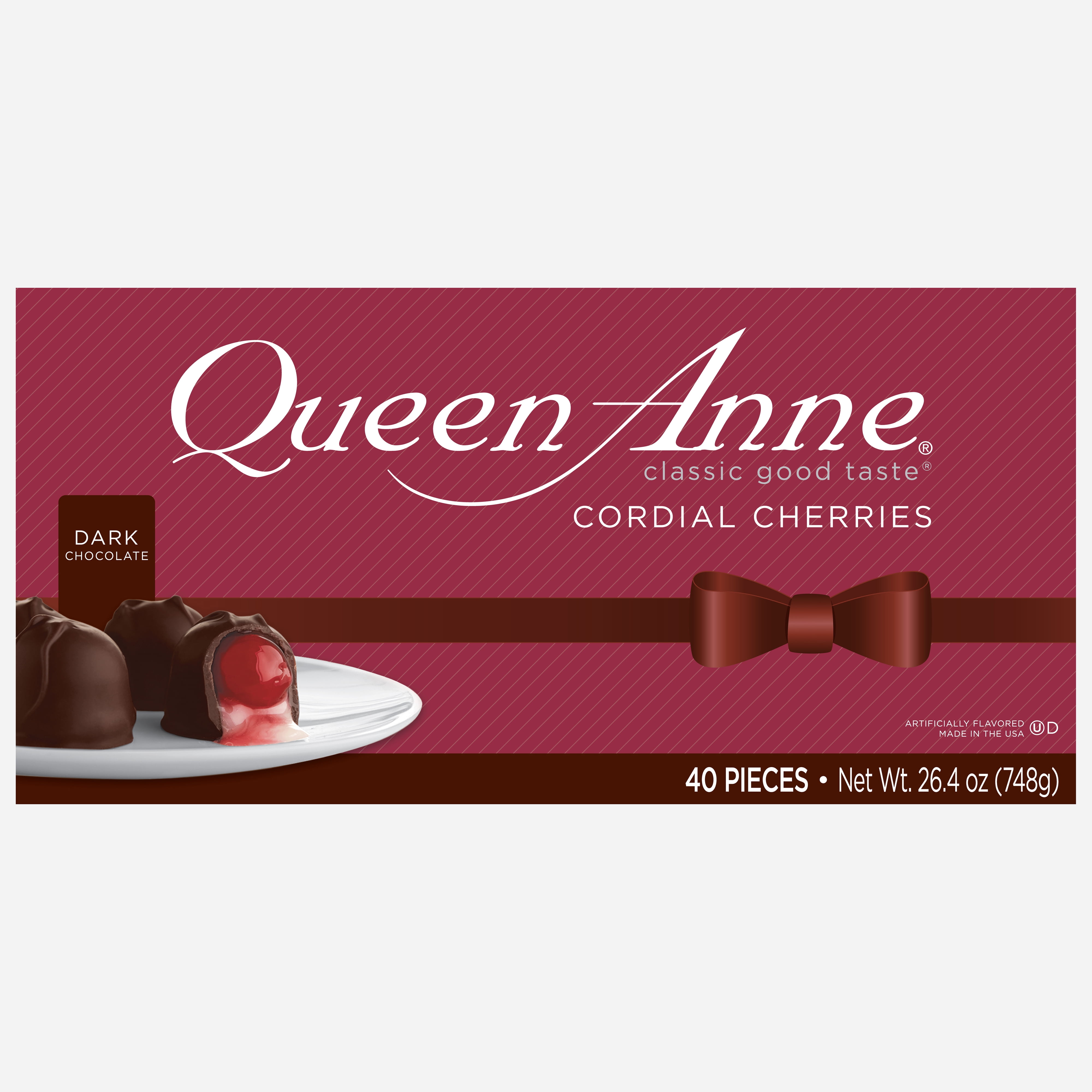 Queen Anne Bow Dark Chocolate Cordial Cherries, 26.4 oz Box, 40 Pieces ...