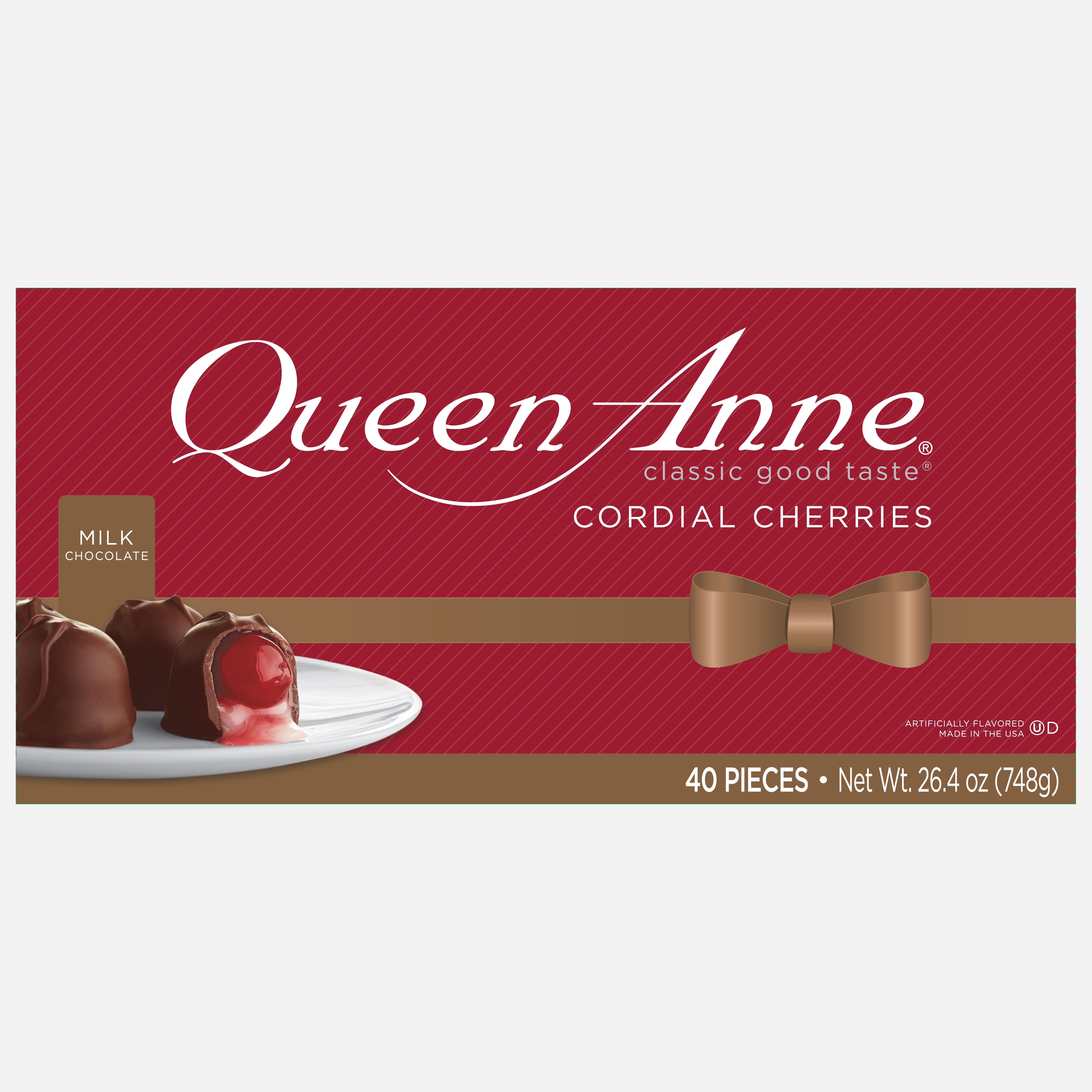 Queen Anne Bow Milk Chocolate Cordial Cherries, 26.4 oz Box, 40 Pieces ...