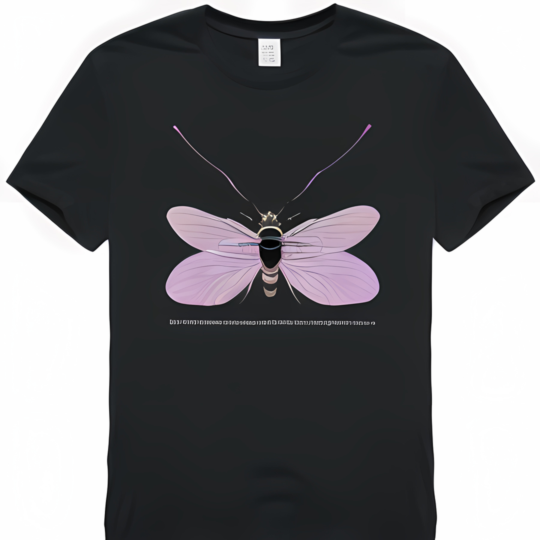 Queen Ant Design with Long Wings on Black T-Shirt Mockup Modern ...