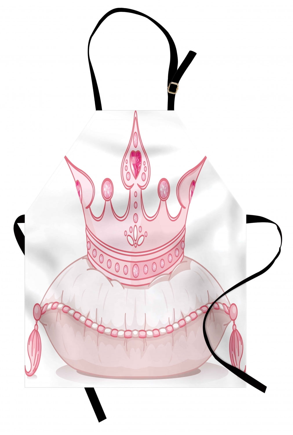 Queen Apron Cartoon Style Cute Pink Princess Crown on Pillow Fairy Tail ...
