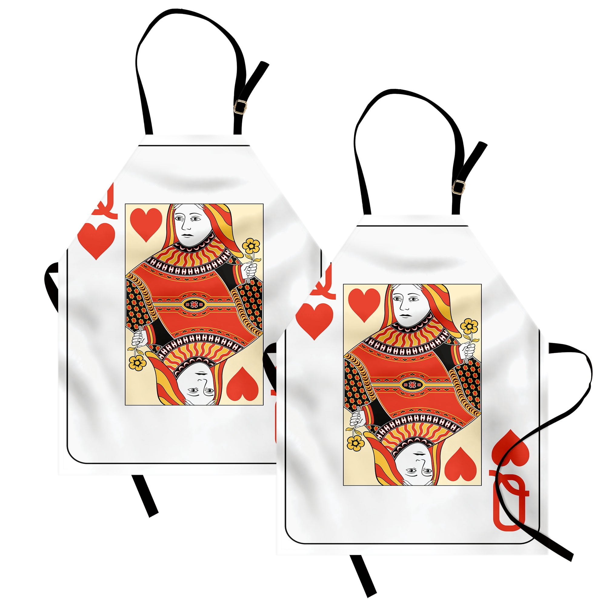 Queen Apron Pack of 2, Queen of Hearts Playing Card Casino Design ...