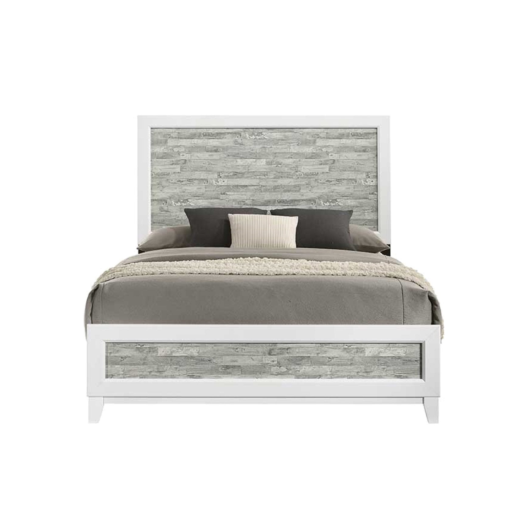 Queen Bed / Contemporary Design, Two-Tone Color, Slats Included ...