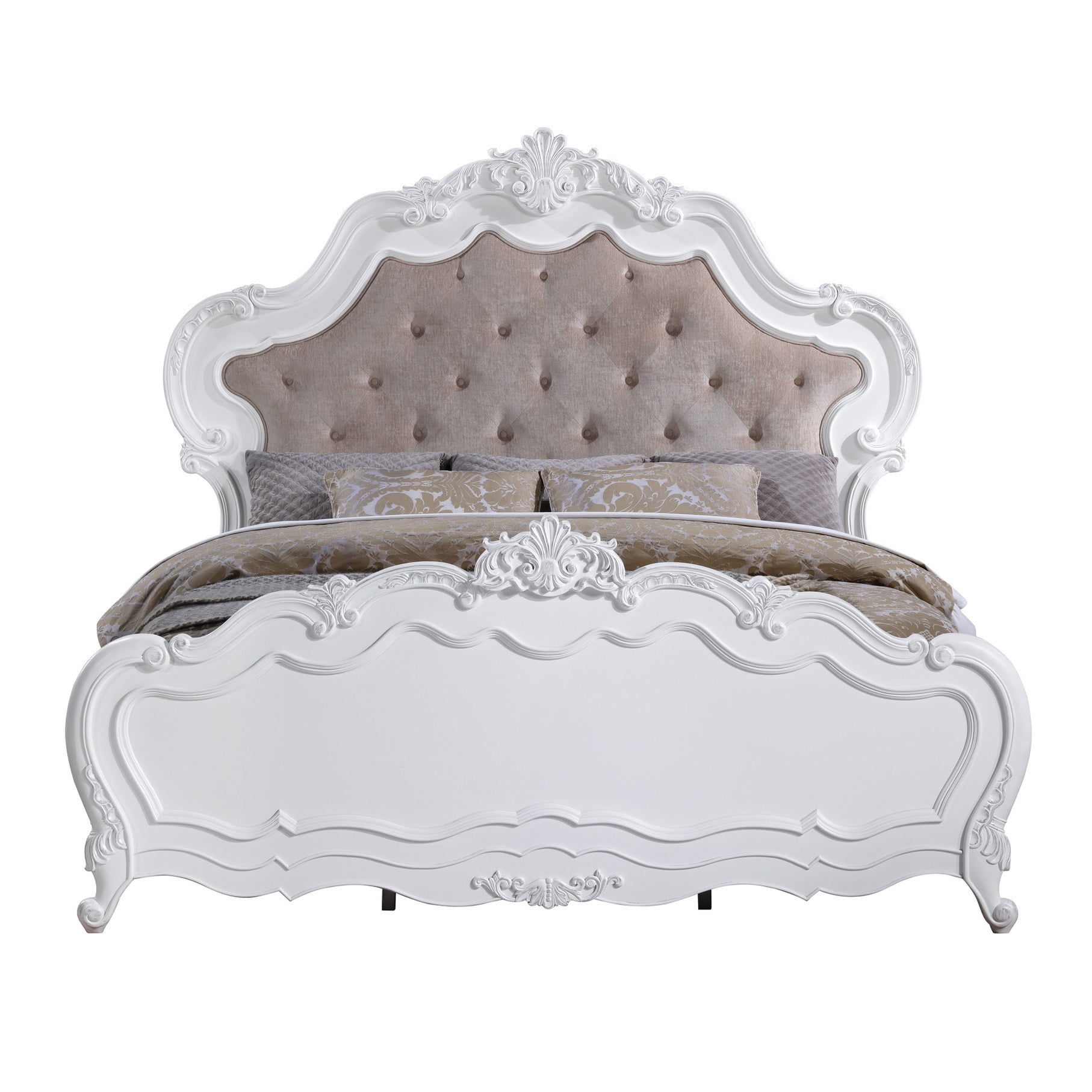 Queen Bed | Crisp White Color | Comfort Enhanced by Box Spring ...