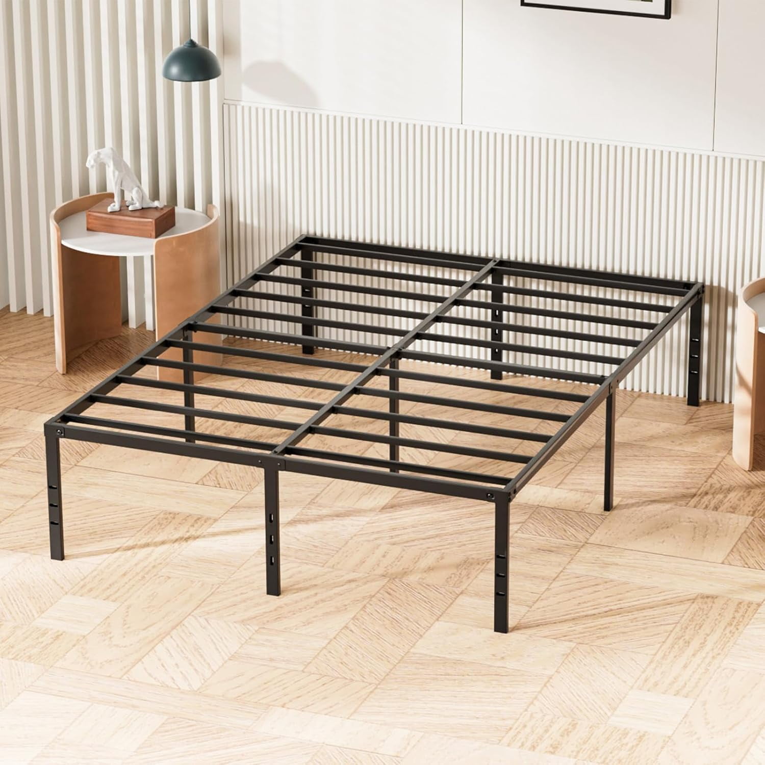 Queen Bed Frame, 18 Inch Sturdy Metal Bed Frame with Under-Bed Storage ...