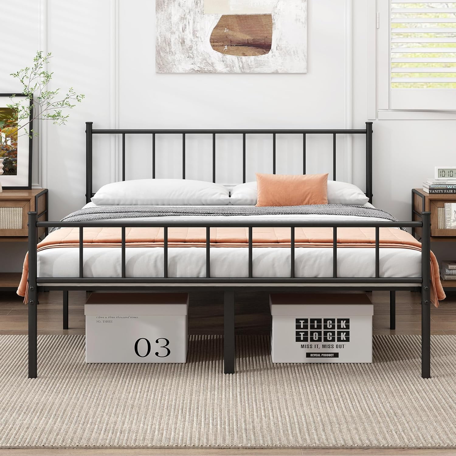Queen Bed Frame-Classic Metal Platform Bed Frame,Mattress Foundation ...