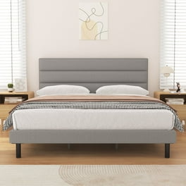 Mainstays Upholstered Platform Bed Full Frame Black Faux Leather Walmart