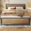 Lifezone Queen Bed Frame with Rustic Vintage Wood Headboard and ...