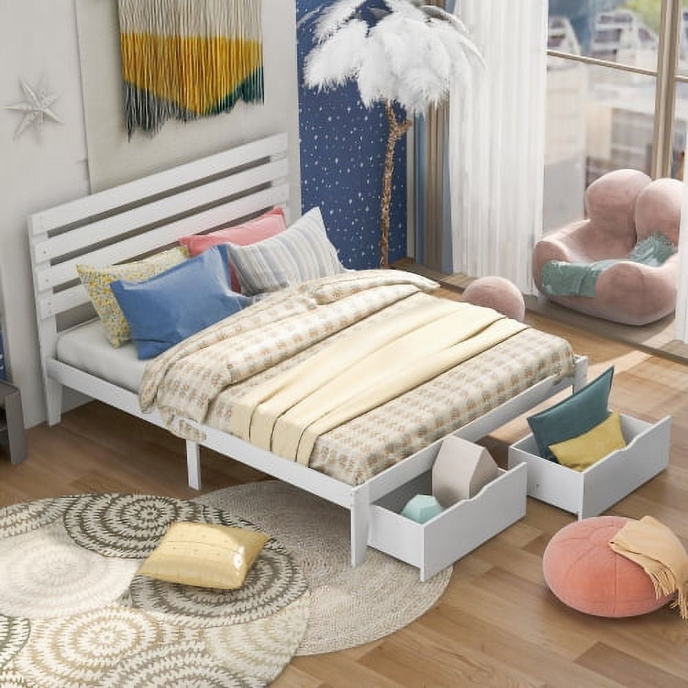 Queen Bed Frame with Drawers ,Queen Size Bed Frame with Storage , Wood ...