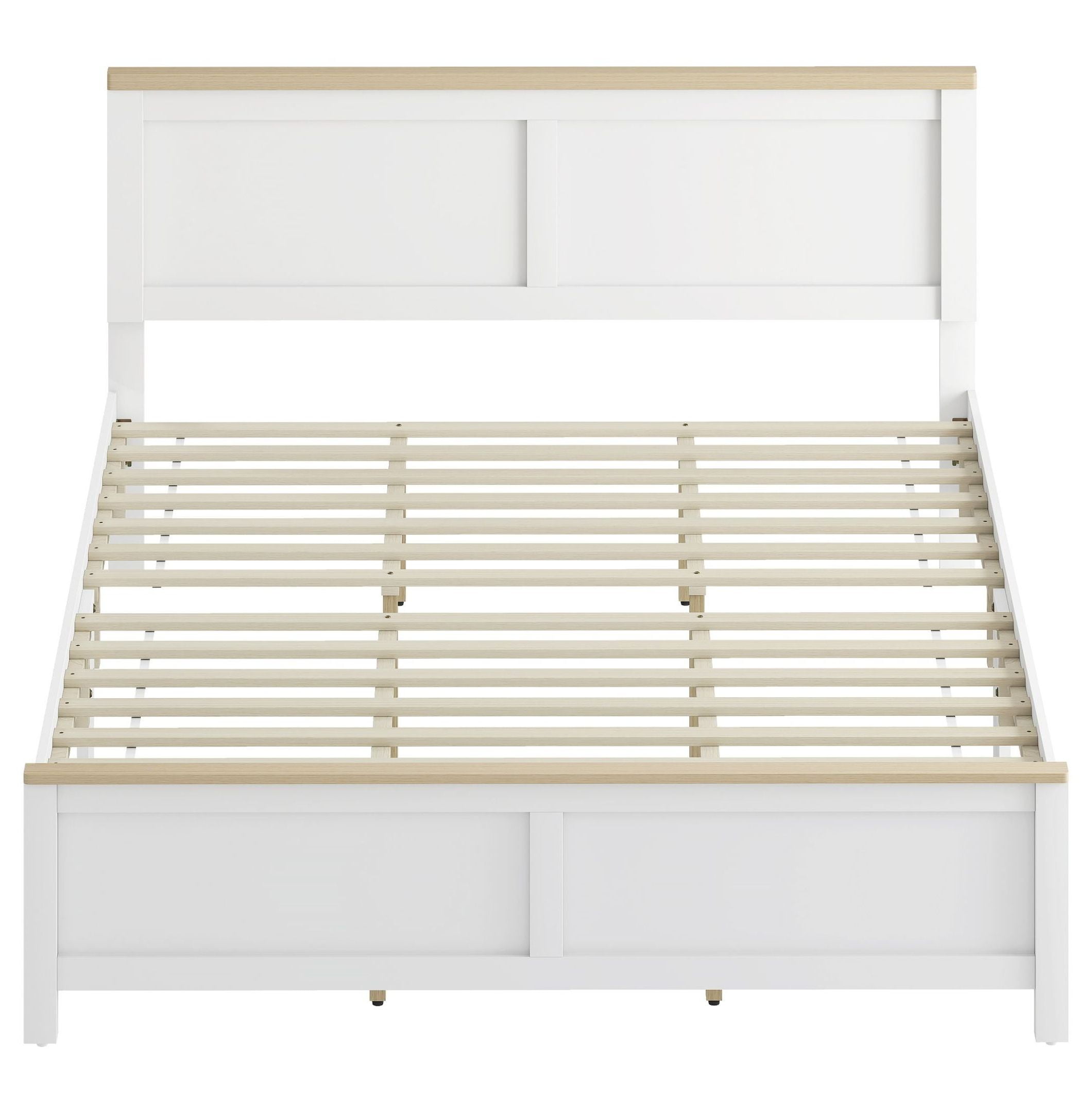 Queen Bed Frame with Headboard, Modern Platform Bed, Wood Slats, No Box ...