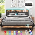 Queen Bed Frame with LED Light, Power Outlets & USB Charging Port ...