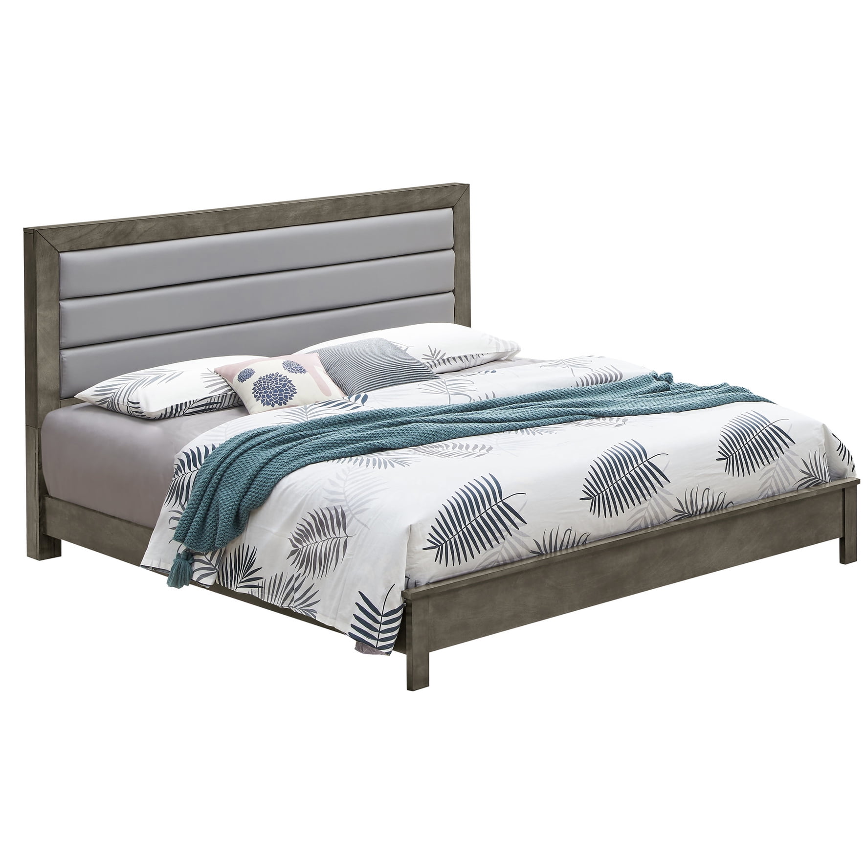 Queen Bed - Gray Finish - Particle Board Material - Walmart.com