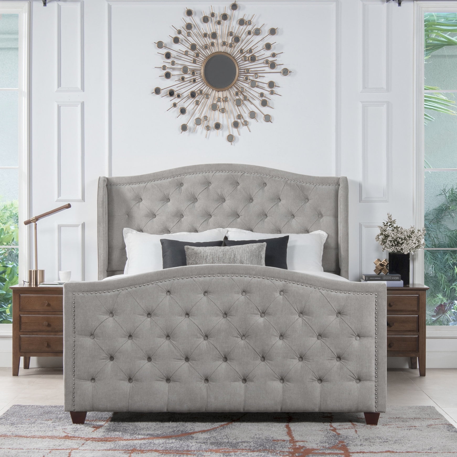 Queen Bed - High - Density Flame - Retardant Foam - Bed with Box Spring ...