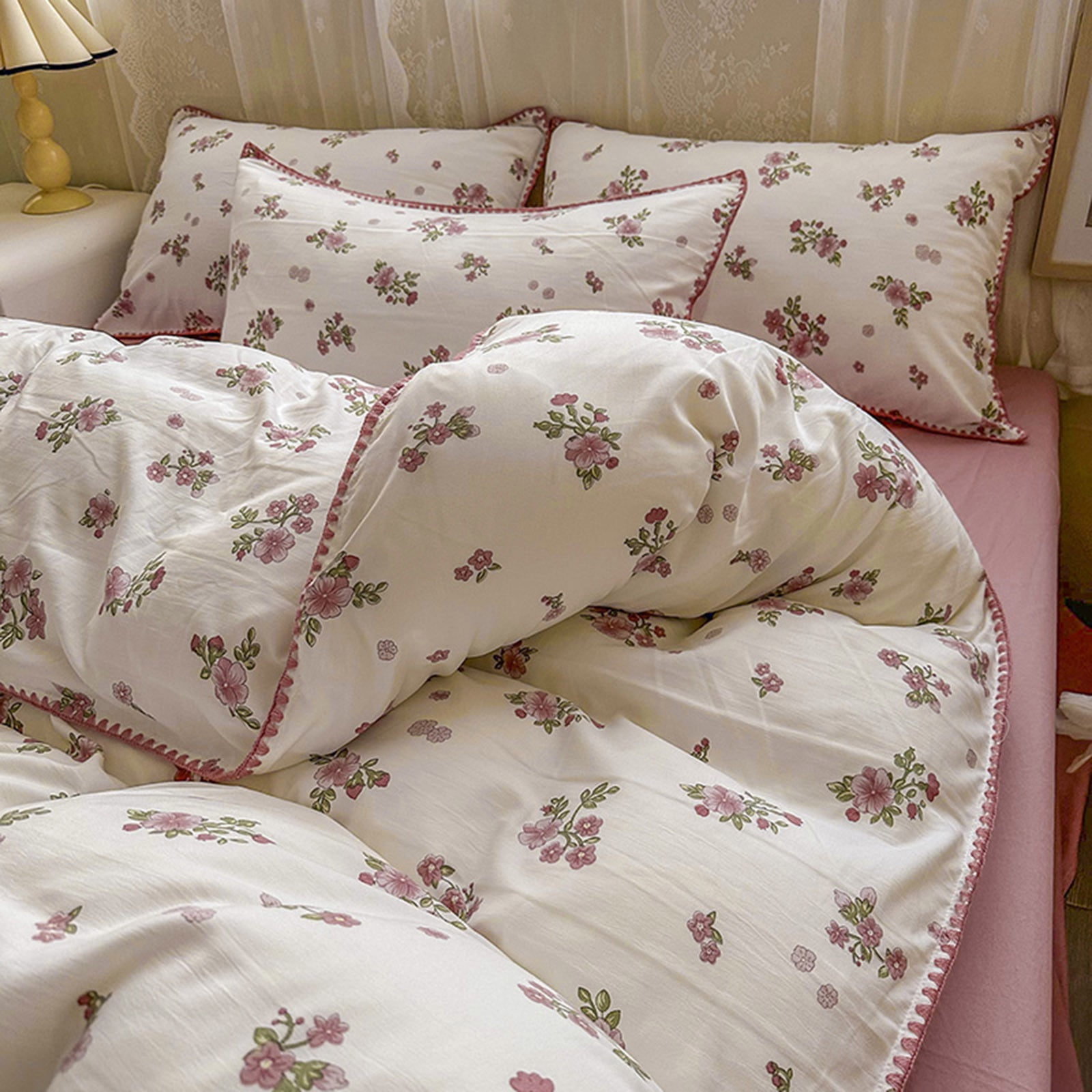 Queen Bed Sheets Set 4 Piece - 100% Cotton, Ultra-Soft & Breathable Bedding, All Seasons Queen ...