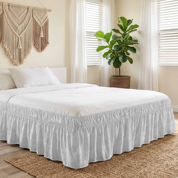 Queen Bed Skirt 16 Inch Drop, Vintage Medieval Floral Pattern Easy Fit ...