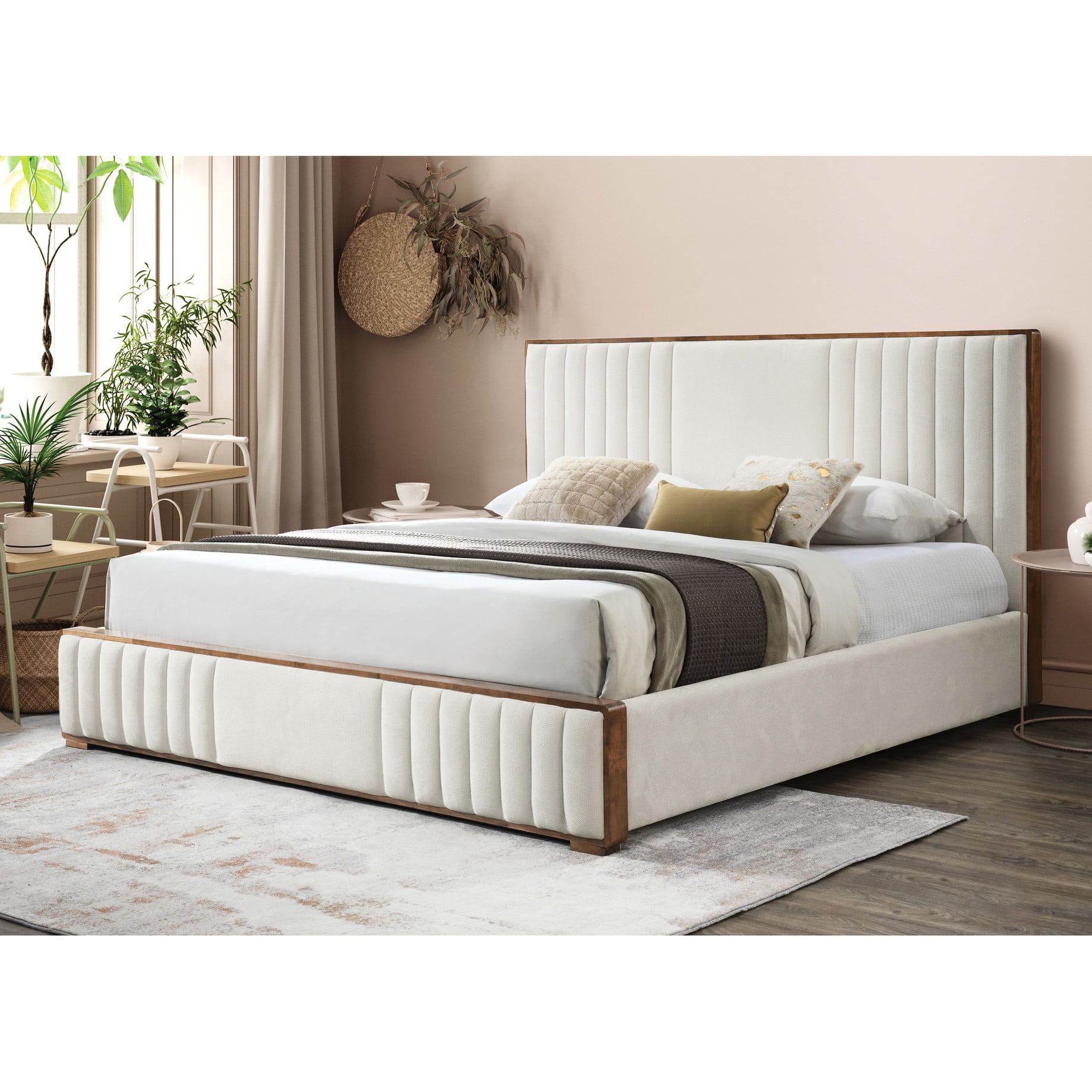 Queen Bed | Soft Chenille & Foam | Robust Bed Frame - Walmart.com