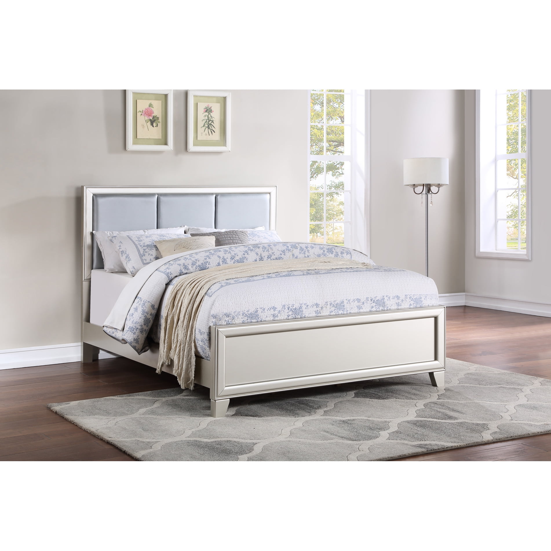 Queen Bed With Upholstered Headboard And , 64 X 85 50 In., Wood, Cool ...