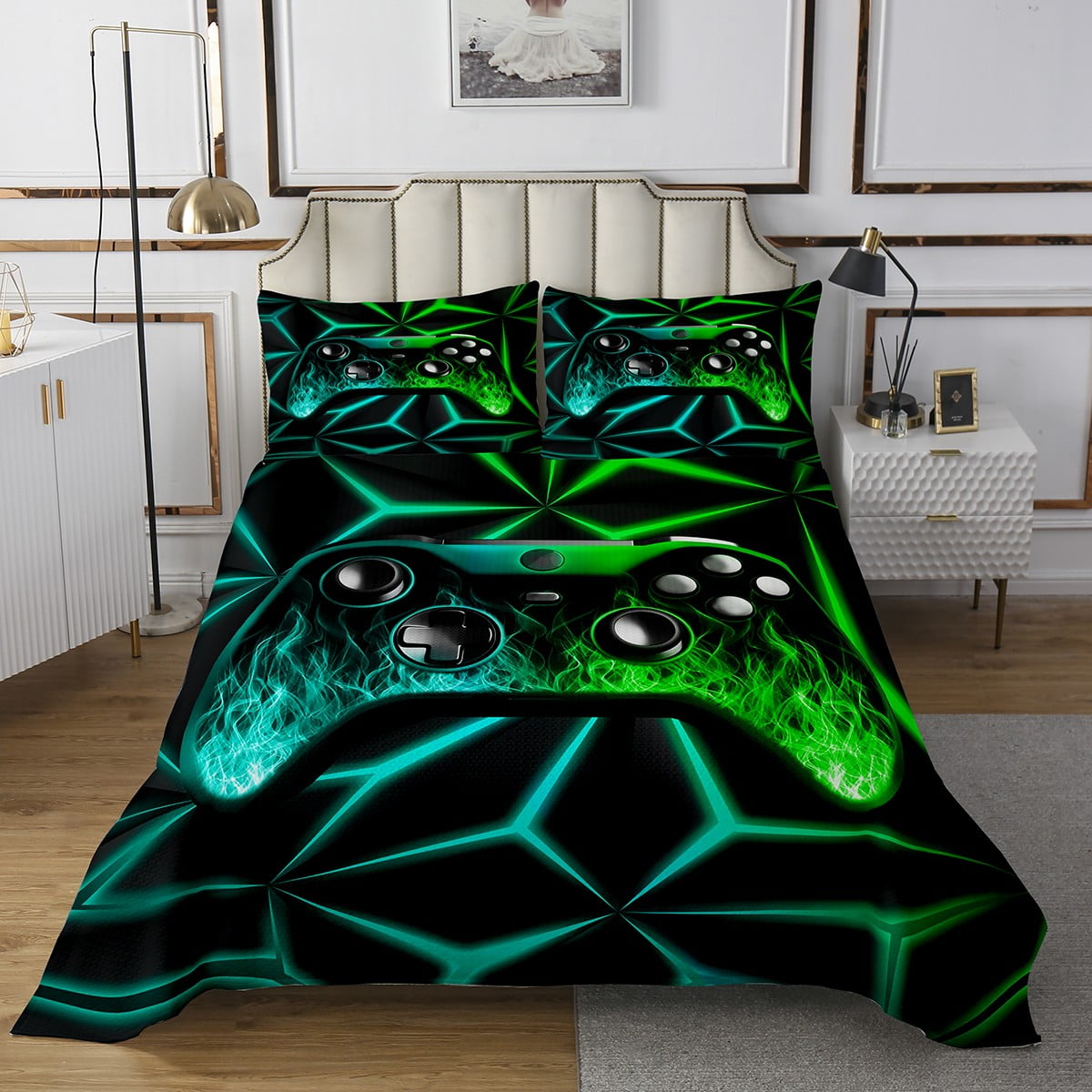 Queen Bedding Set Gaming Quilt Set Game Room Decor Bed Set for Game ...